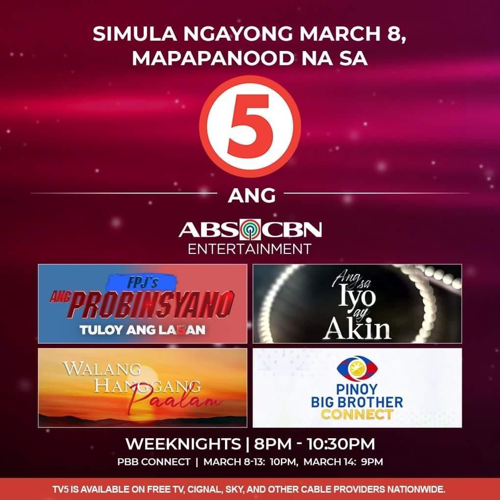 TV5 to air 4 ABS-CBN primetime programs - Pinoy Parazzi